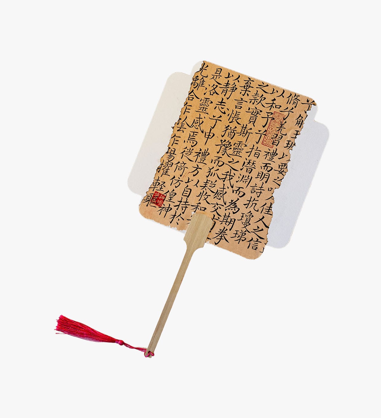 Hand Fan with Romantic Poem and Pink Tassel - 1 - Pirlo Calligraphy